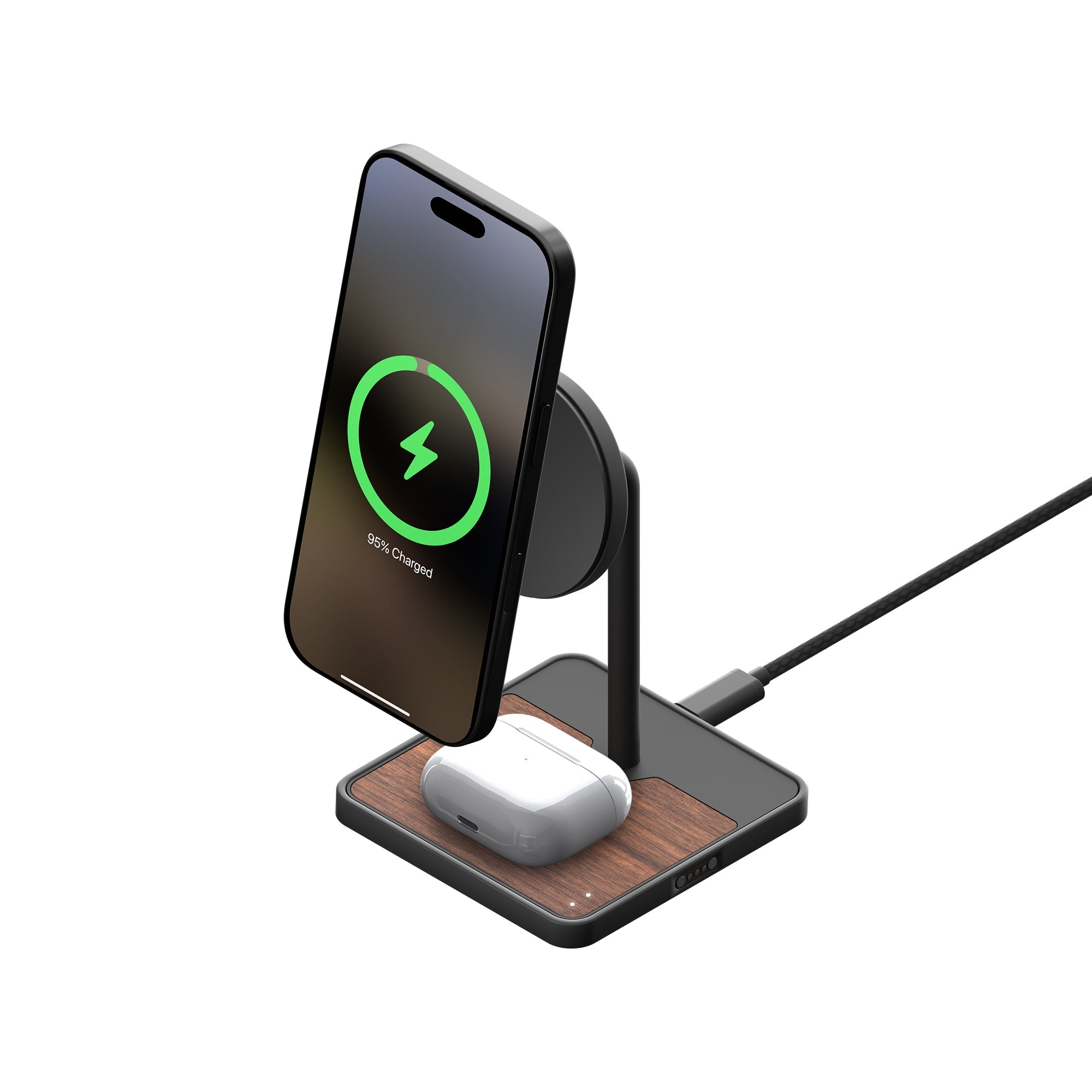Mous | Charging Stand with Qi2 — Walnut