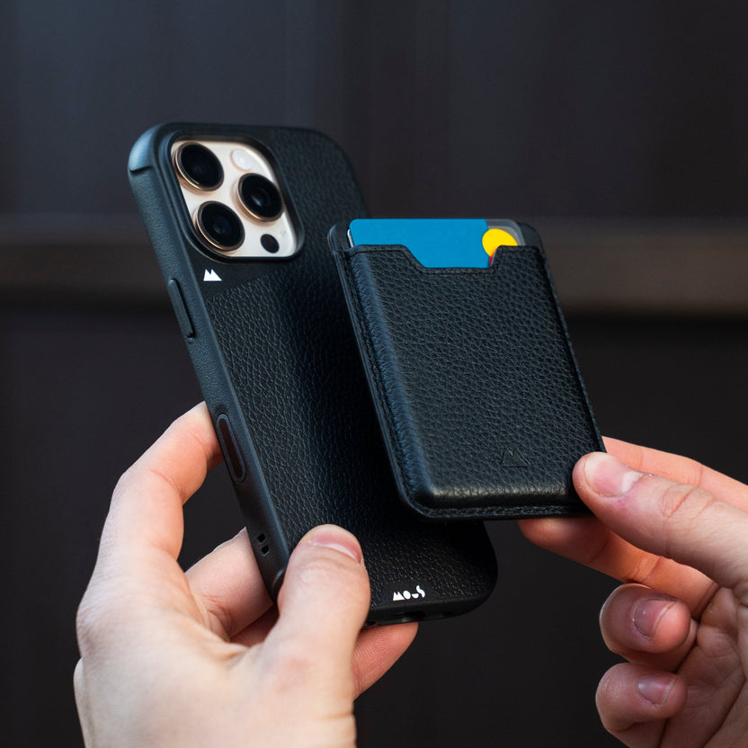 Mous | Black Leather Protective Phone Case with Camera Control Button ...