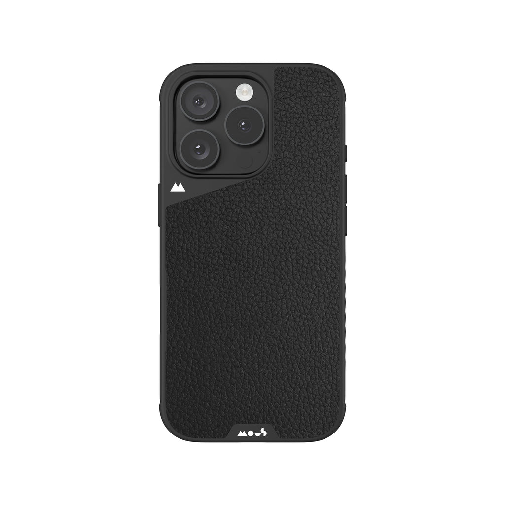 Mous | Black Leather Protective Phone Case with Camera Control Button ...