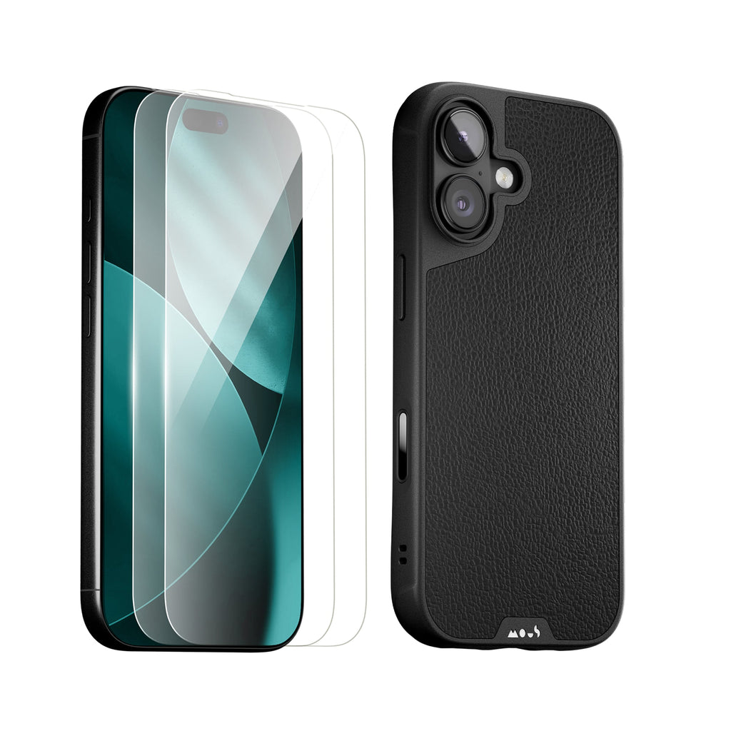 Mous | Black Leather Protective Case and Screen Protector - Apple ...