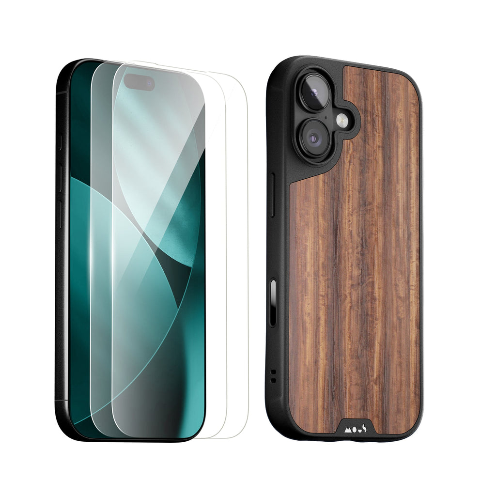 Mous | Walnut Protective Case and Screen Protector - iPhone Protection Kit